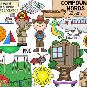 Compound Words Clipart - Commercial Use PNG Sublimation - Etsy