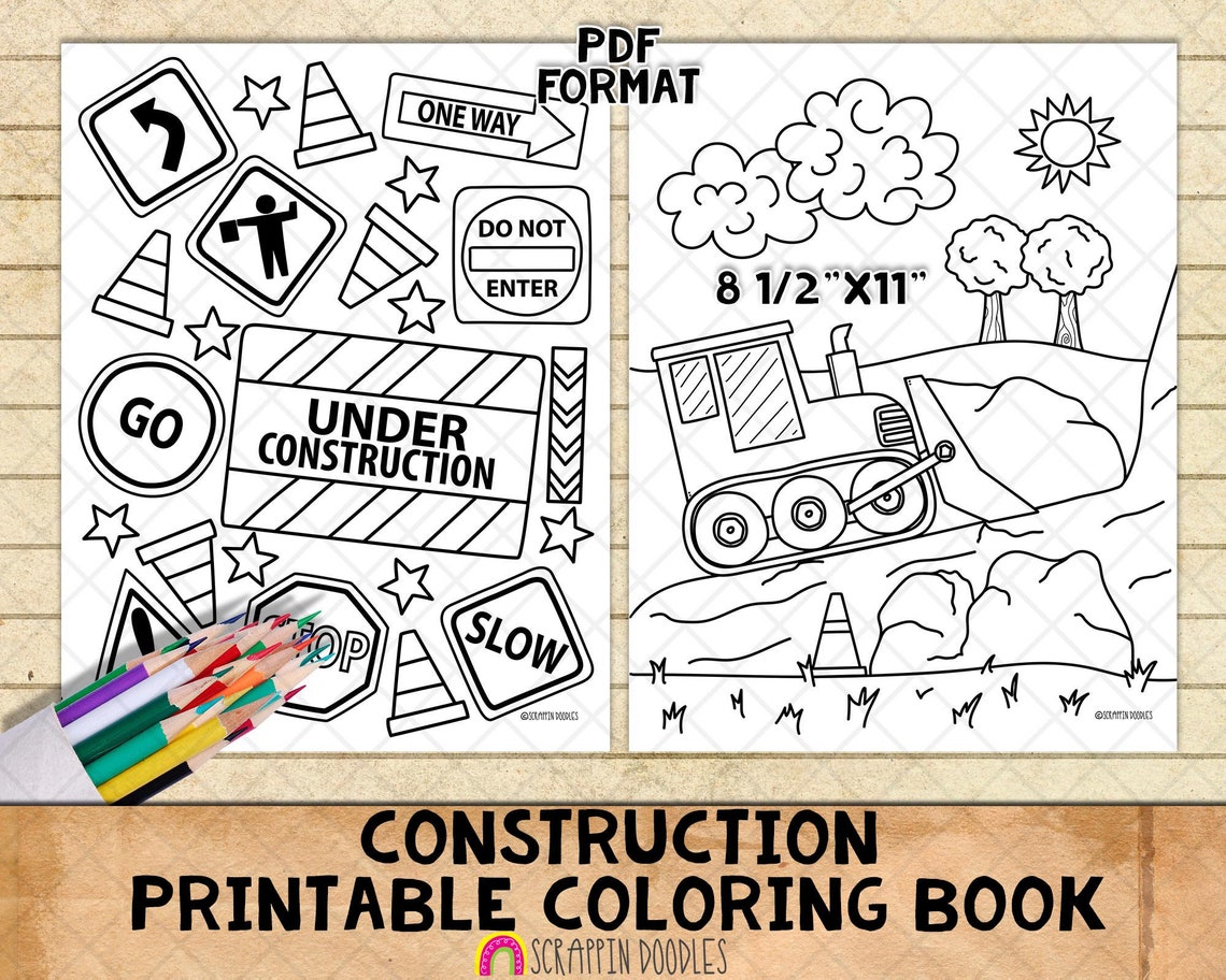 Construction Coloring Book Kids Coloring Pages Printable PDF - Etsy