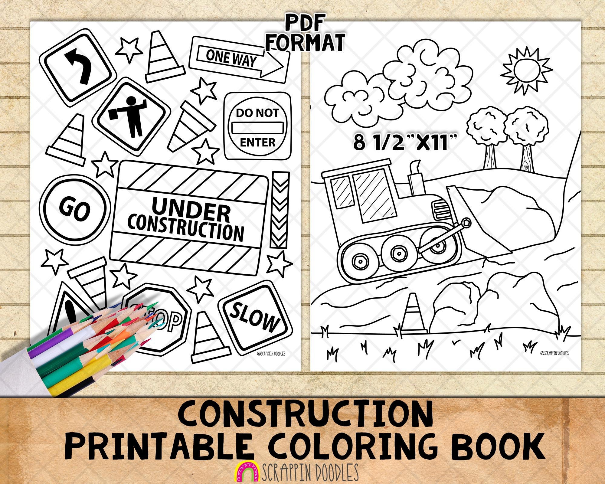 Construction Coloring Book Kids Coloring Pages Printable PDF - Etsy