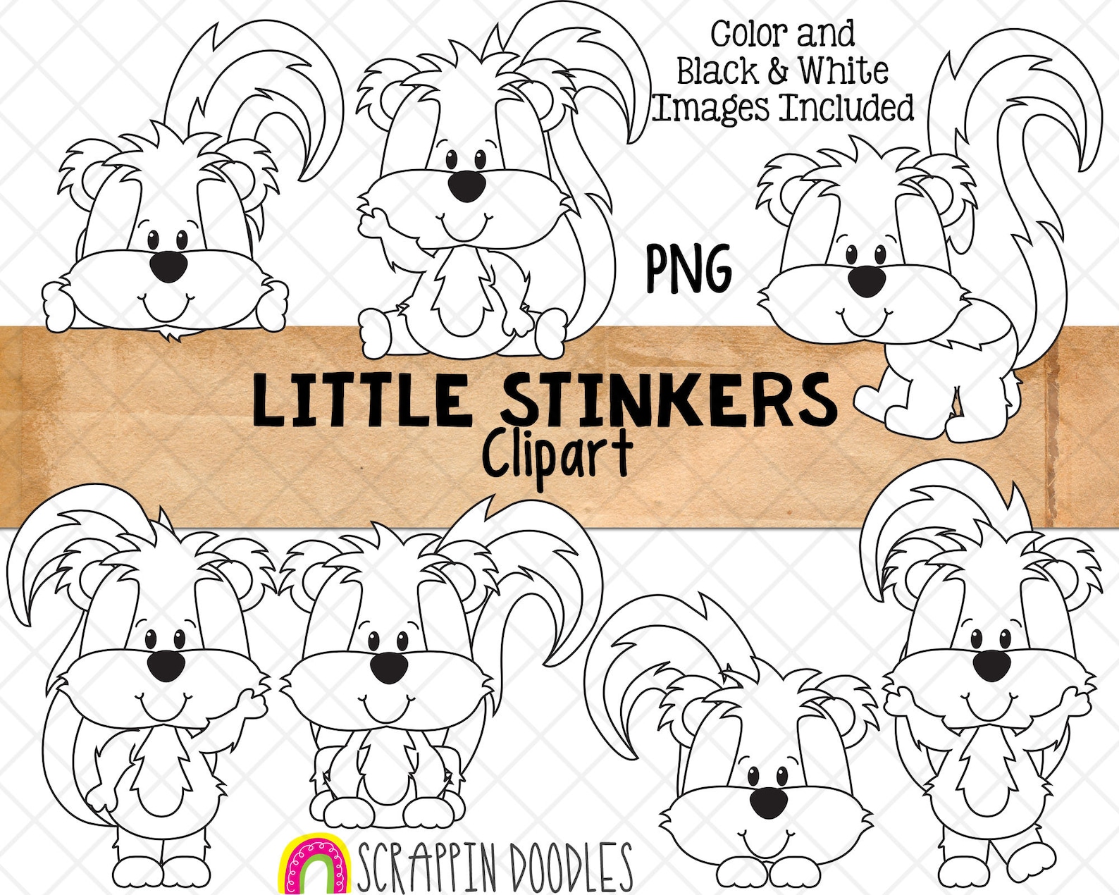 Skunk Clipart Little Stinkers Clip Art Cute Cartoon Skunks Woodland ...
