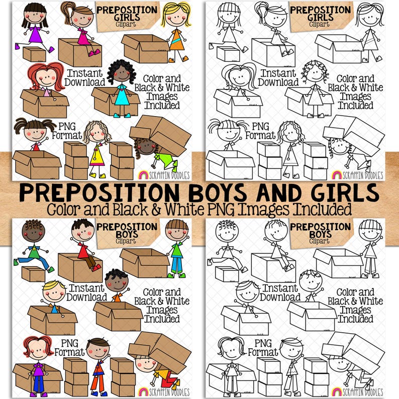 Doodle Kids Clipart Bundle 6 - Doodle Boy and Girl Bundle ...