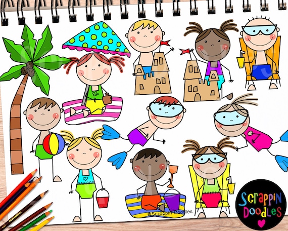School Stick Kids Clip Art