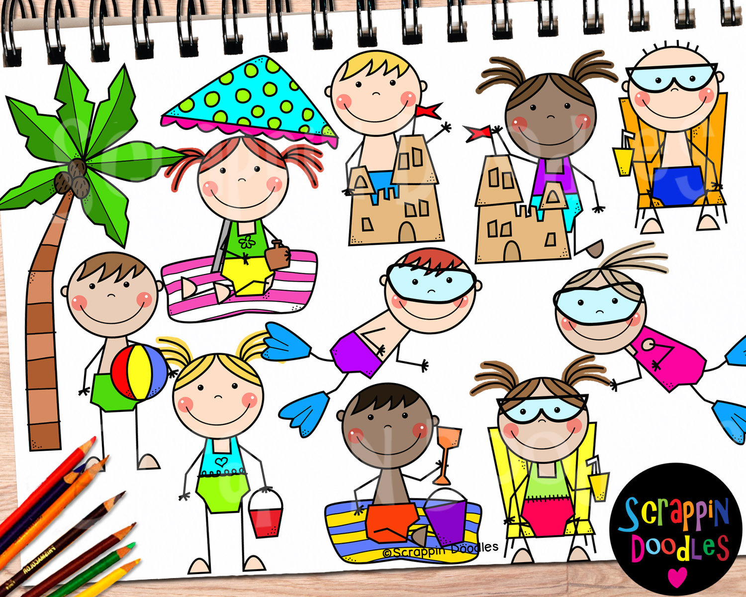 Stick Kids Clip Art