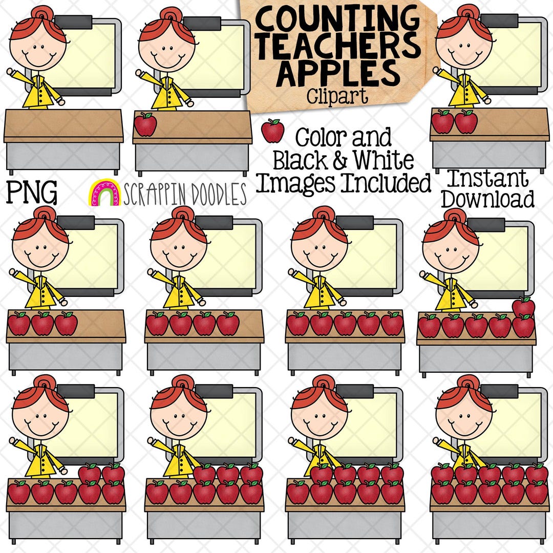 Counting Apples Clipart - School Counting - Apples on Teachers Desk ...