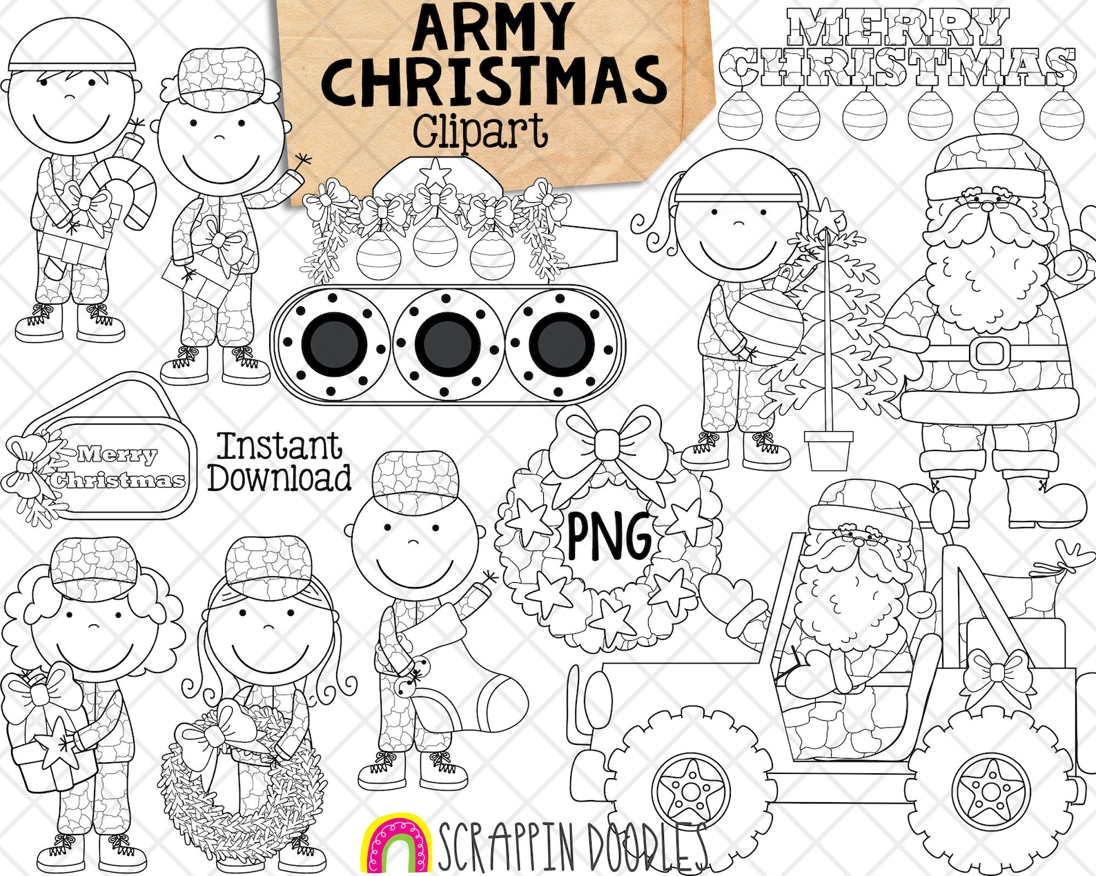 Christmas Army Clipart Camo Santa Claus Christmas Army Base Graphics ...