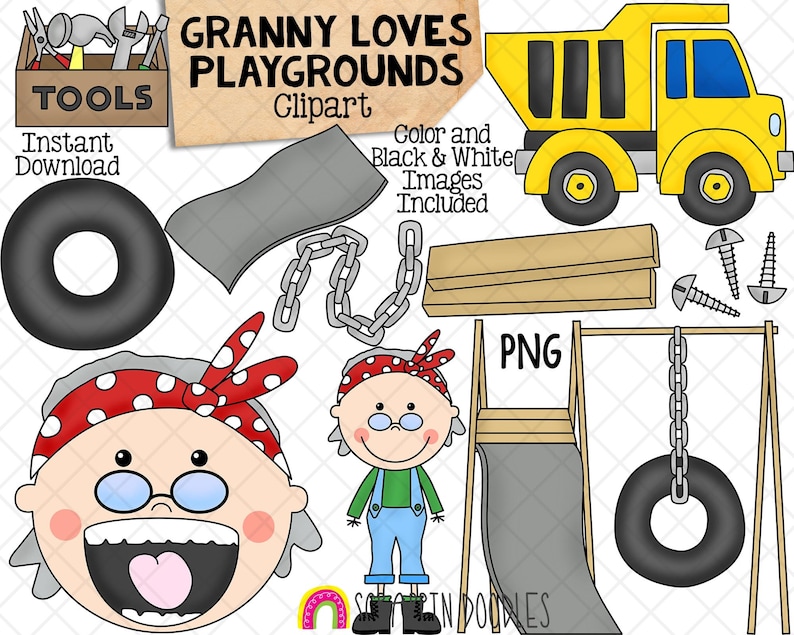 Old Lady Swallowed a Truck Clip Art Hand Drawn PNG Granny - Etsy