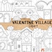 Valentine's Day Village Clip Art - Valentine Town Houses - Heart Trees ...
