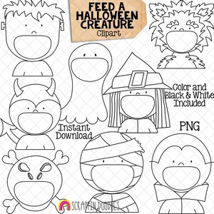 Feed A Halloween Creature Clipart Feeding Open Mouth Frankenstein Ghost ...