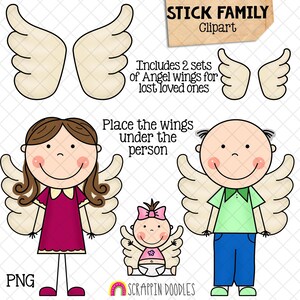Stick Family Clip Art - Various Hair Colors - Stick Figures - Stick ...