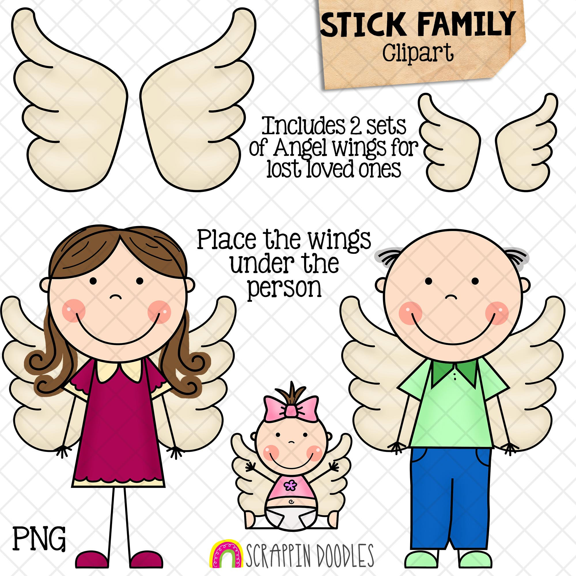 Familia De Siete Figuras De Palitos