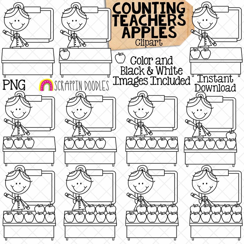 Counting Apples Clipart - School Counting - Apples on Teachers Desk ...