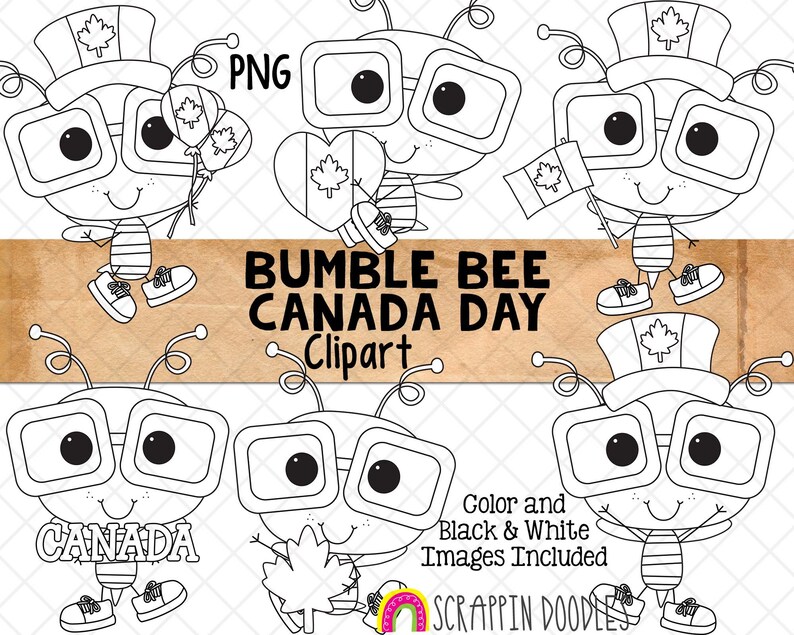 Bumble Bee Canada Day Clipart Commercial Use Sublimation - Etsy