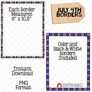 July 4th Clipart Bundle - Backgrounds - Borders - Frames - Dividers ...