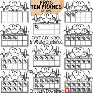 Frog Clipart - Ten Frames - Pond - Lilly Pad - Bulrush - Cattails ...