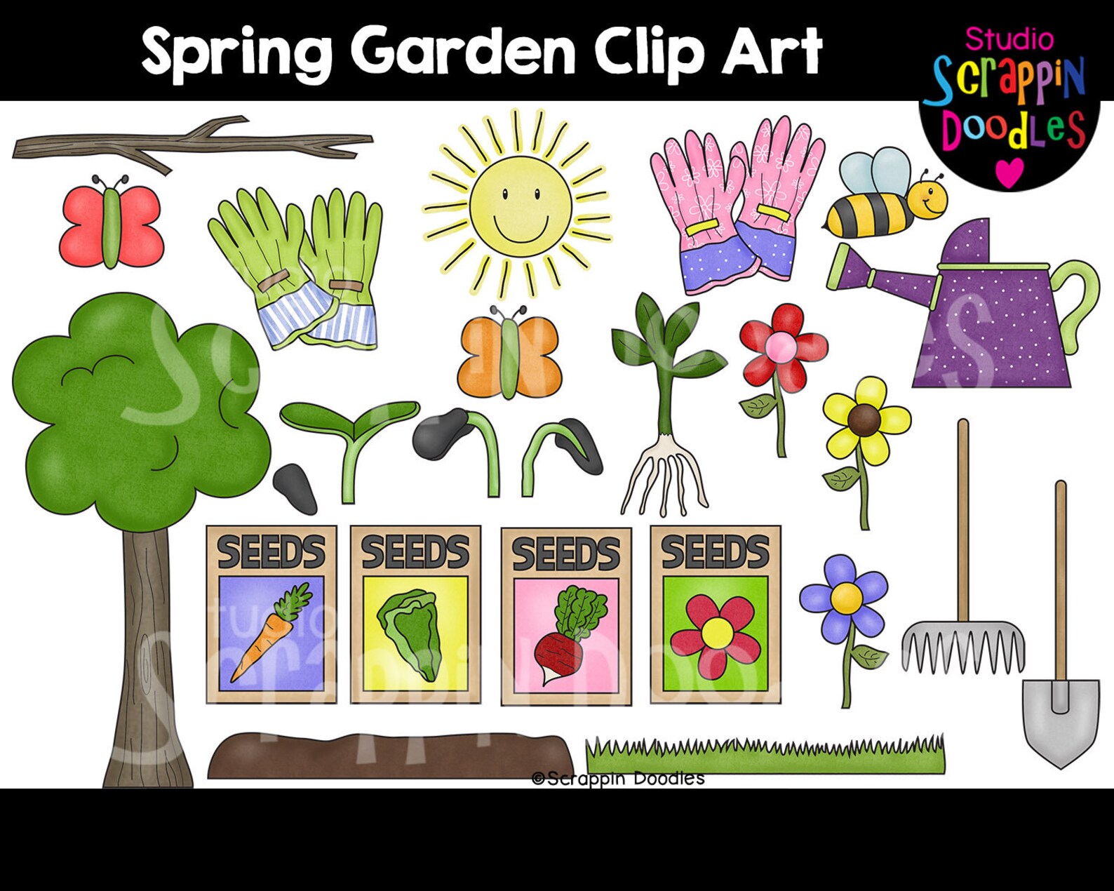 Spring Garden Clip Art - Etsy