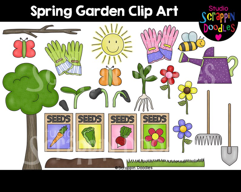 Spring Garden Clip Art - Etsy