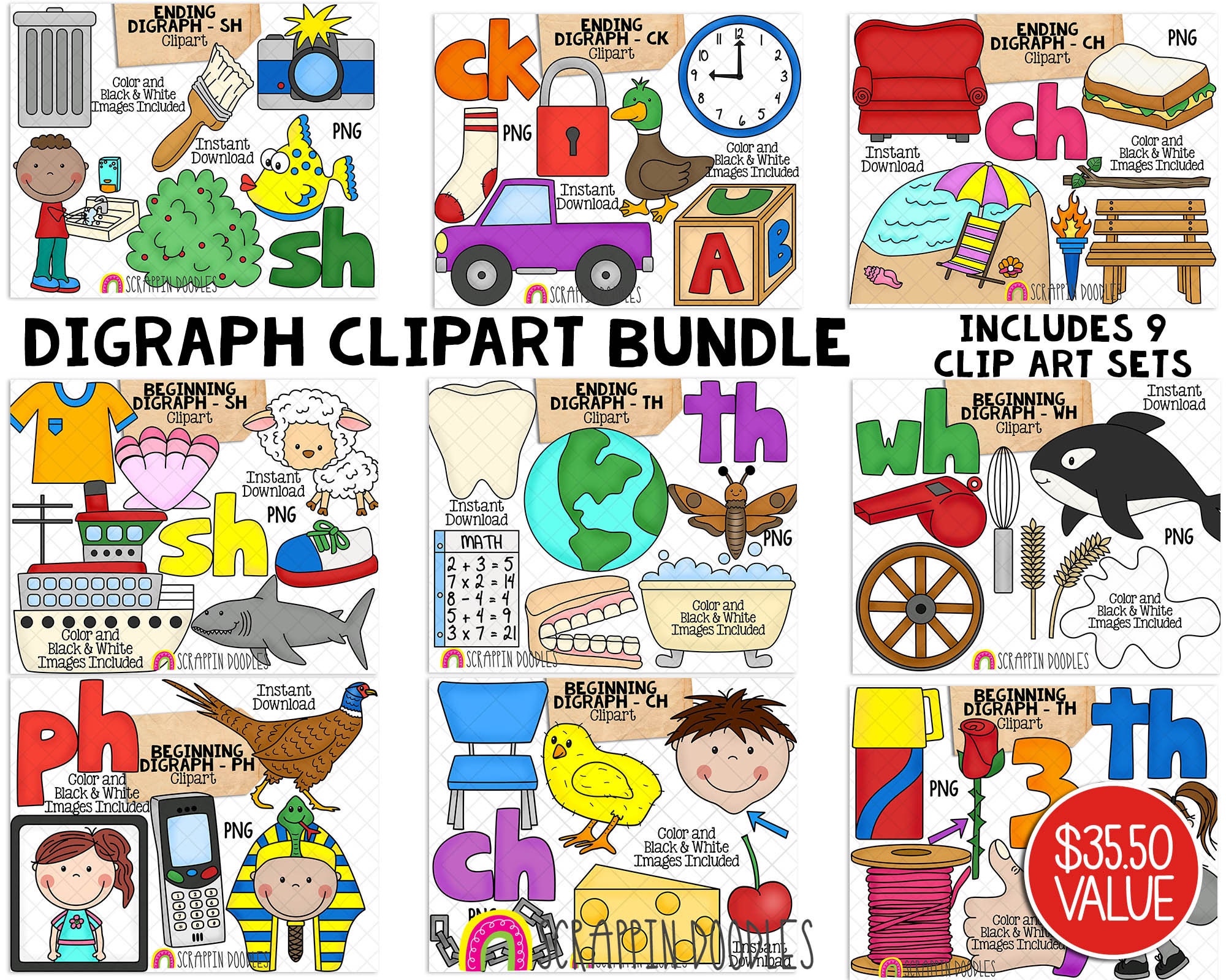 Beginning & Ending Digraph Clip Art Bundle Commercial Use - Etsy