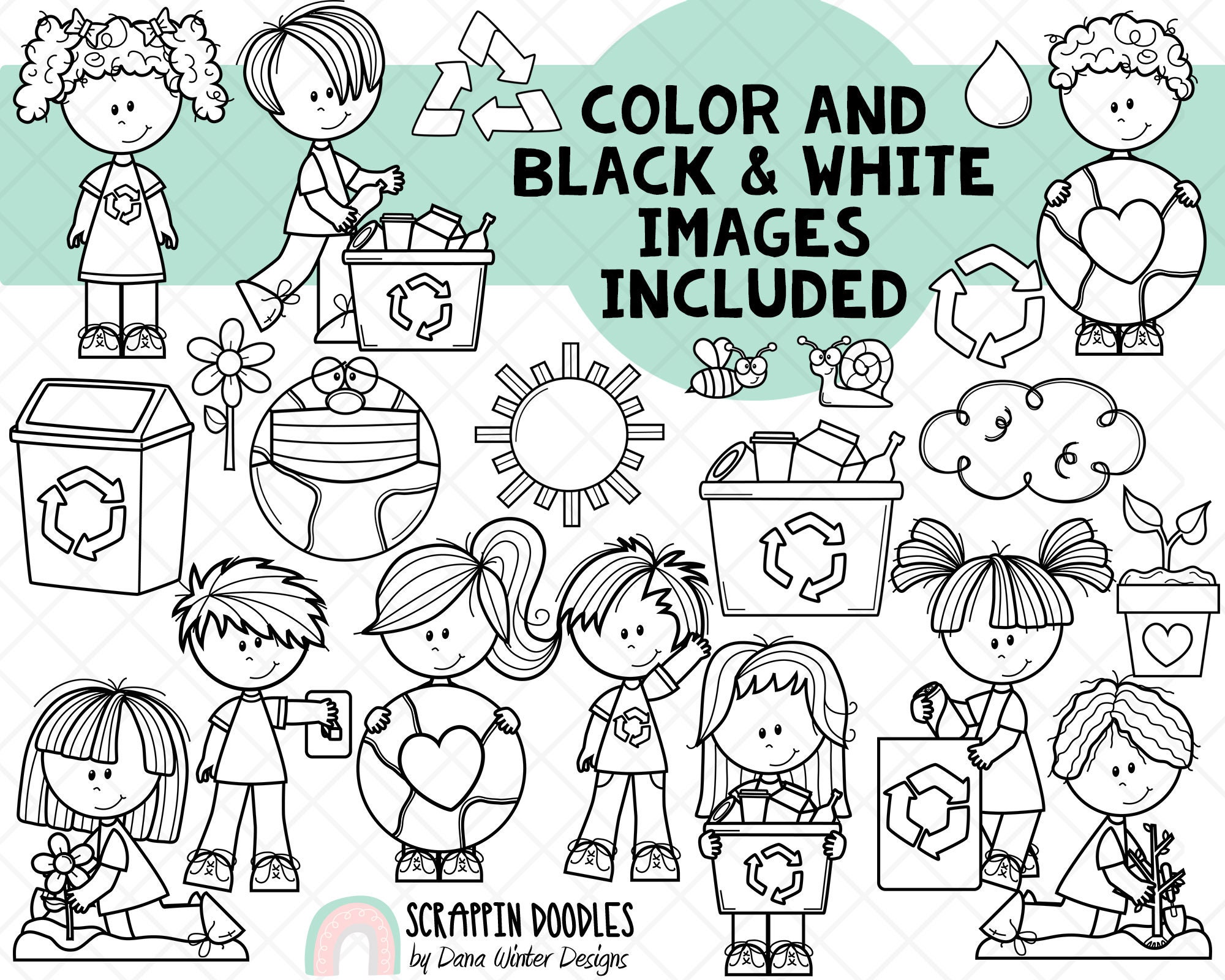 Earth Day Clipart Cute Commercial Use Earth Day Kids Clip Art ...