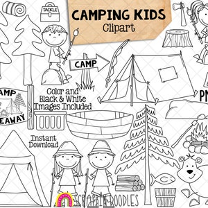 Camping Kids Clip Art - Summer Camp - Hiking - Outdoors - Commercial ...