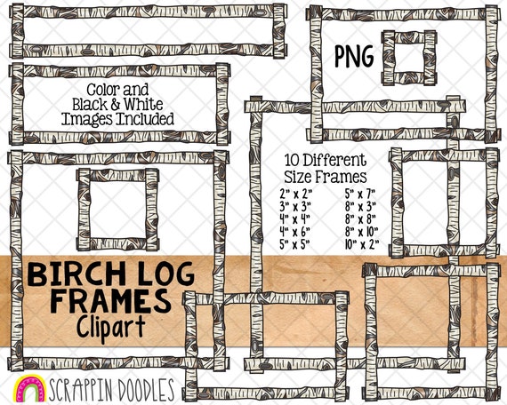 Birch Log Frames Clipart Birch Tree Branch Borders Forest - Etsy