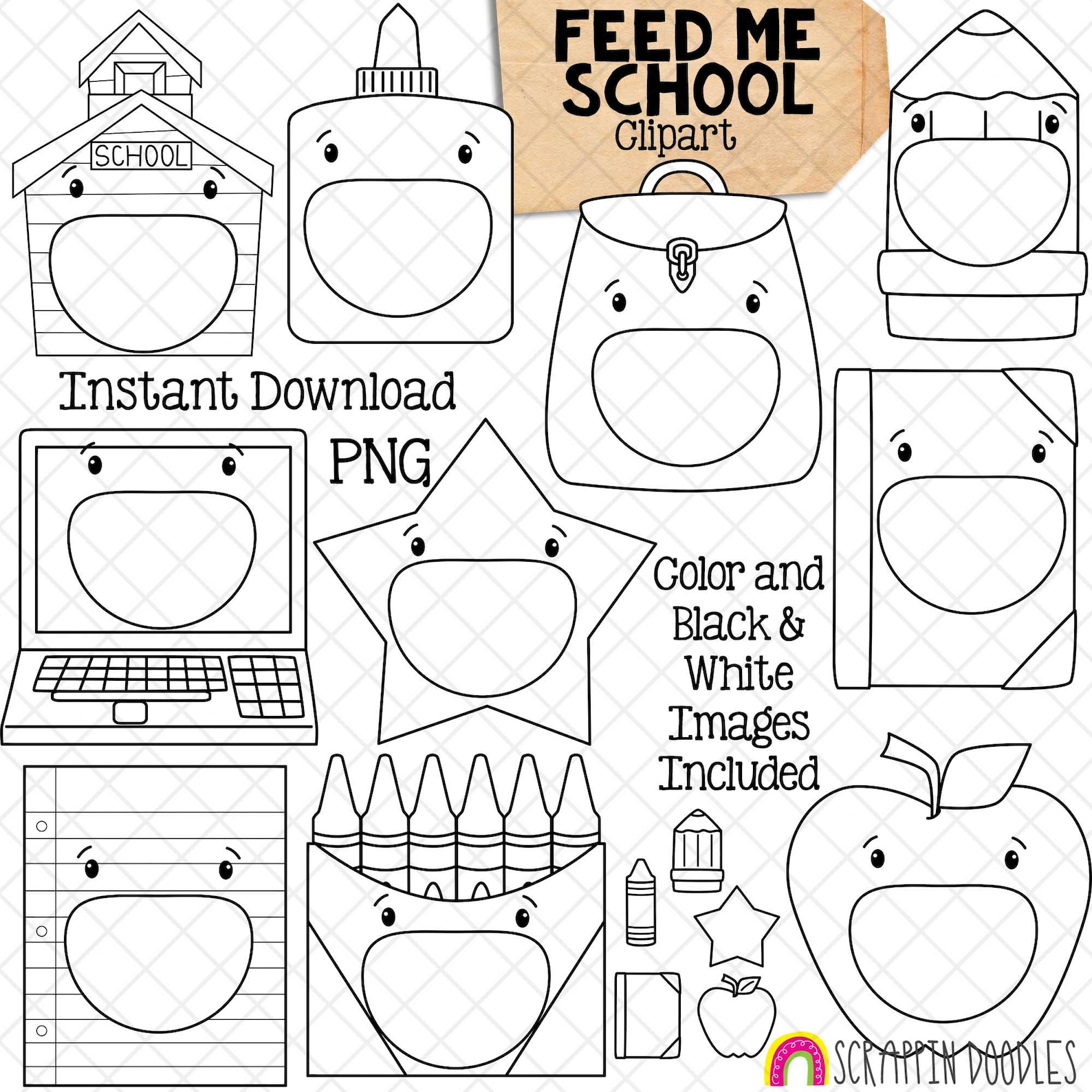 Feed Me School Clipart - Feeding Open Mouth School Supplies - Pencil ...