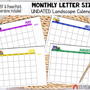 UNDATED Landscape Calendar - Printable and Digital Monthly Calendar ...