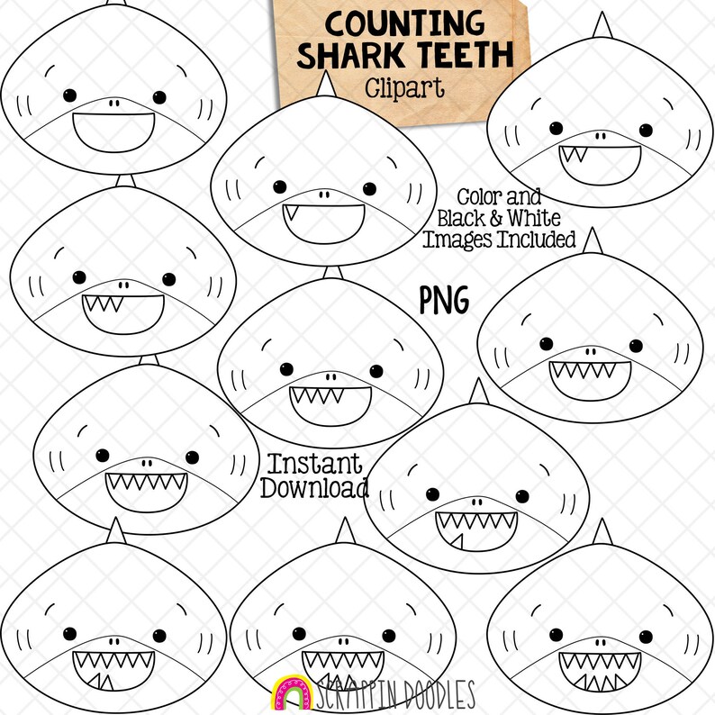 Counting Shark Teeth Clip Art Grey Shark Clipart Big Mouth Sharks ...
