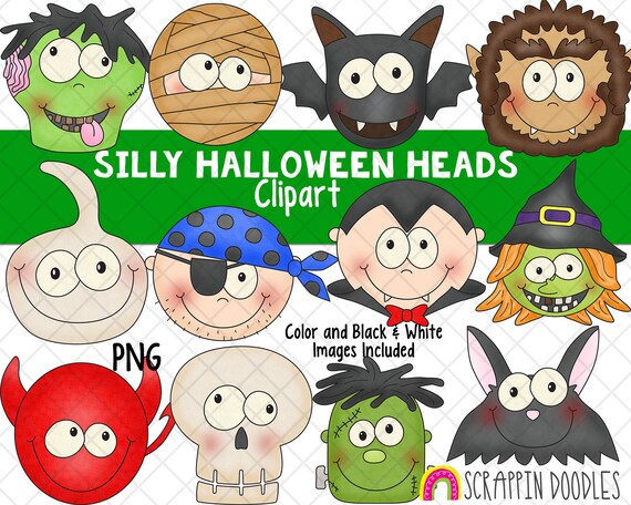 Silly Halloween Heads Clipart Halloween Clipart Halloween | Etsy