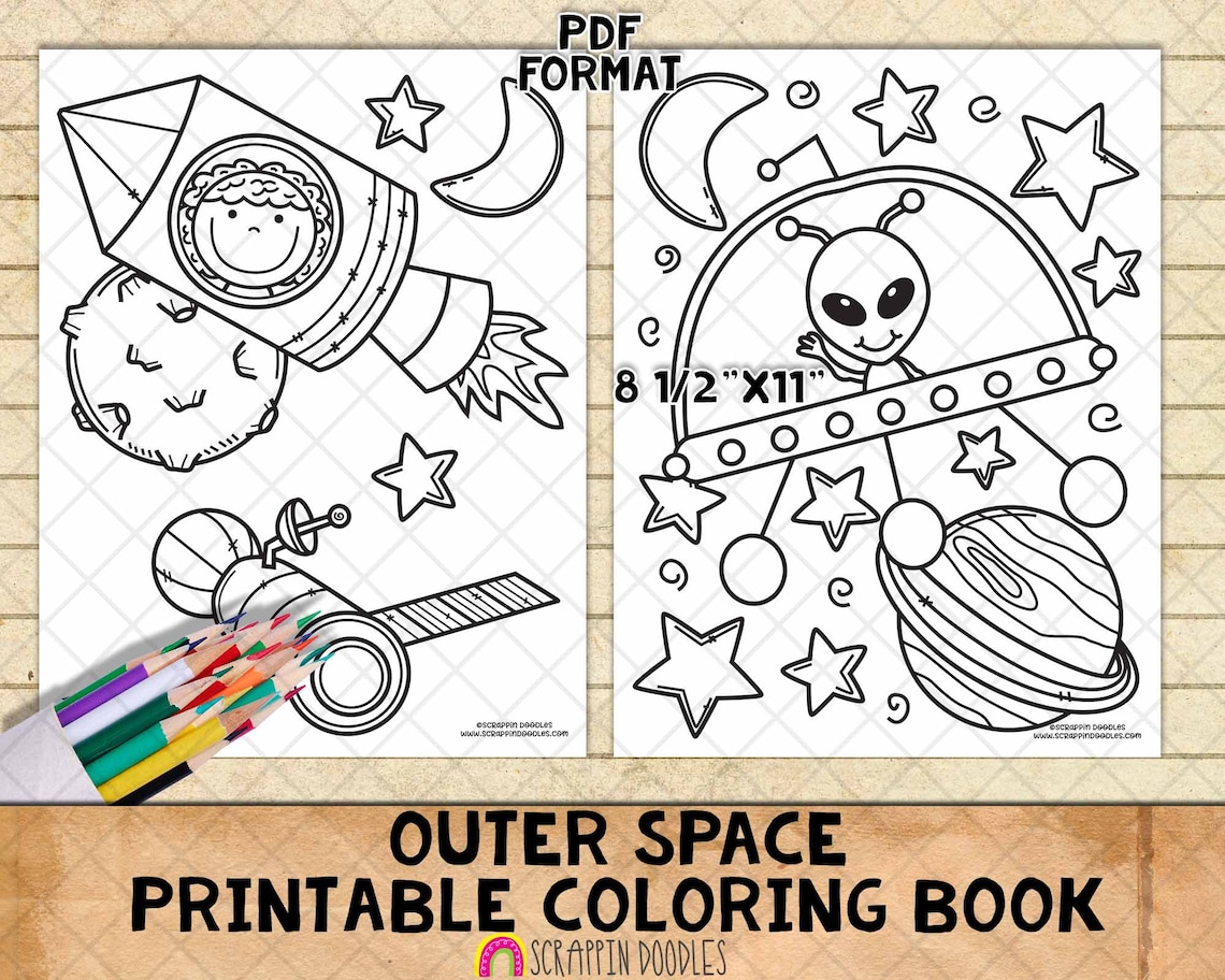 Outer Space Coloring Book Astronaut Coloring Pages Printable PDF ...