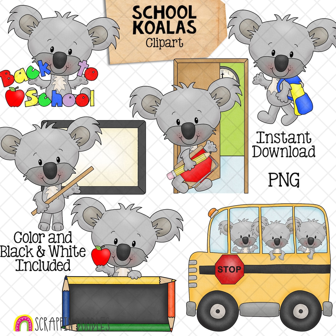 Koala Bear Clipart - Cute School Koalas - Back to School - Commercial ...