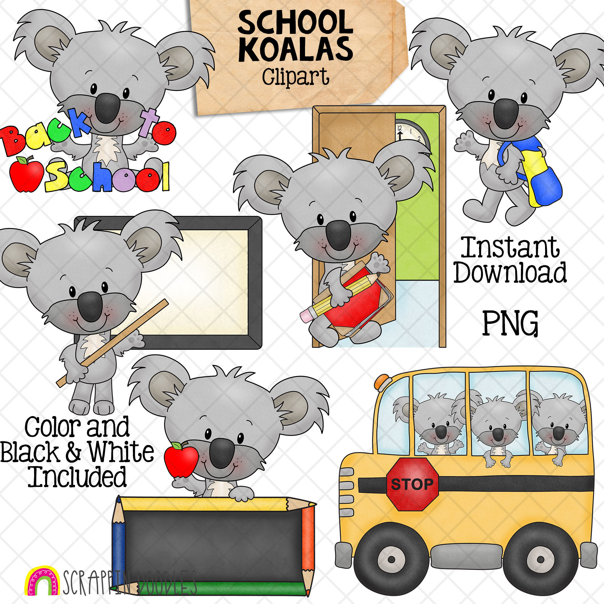 Cute School Bear Clipart