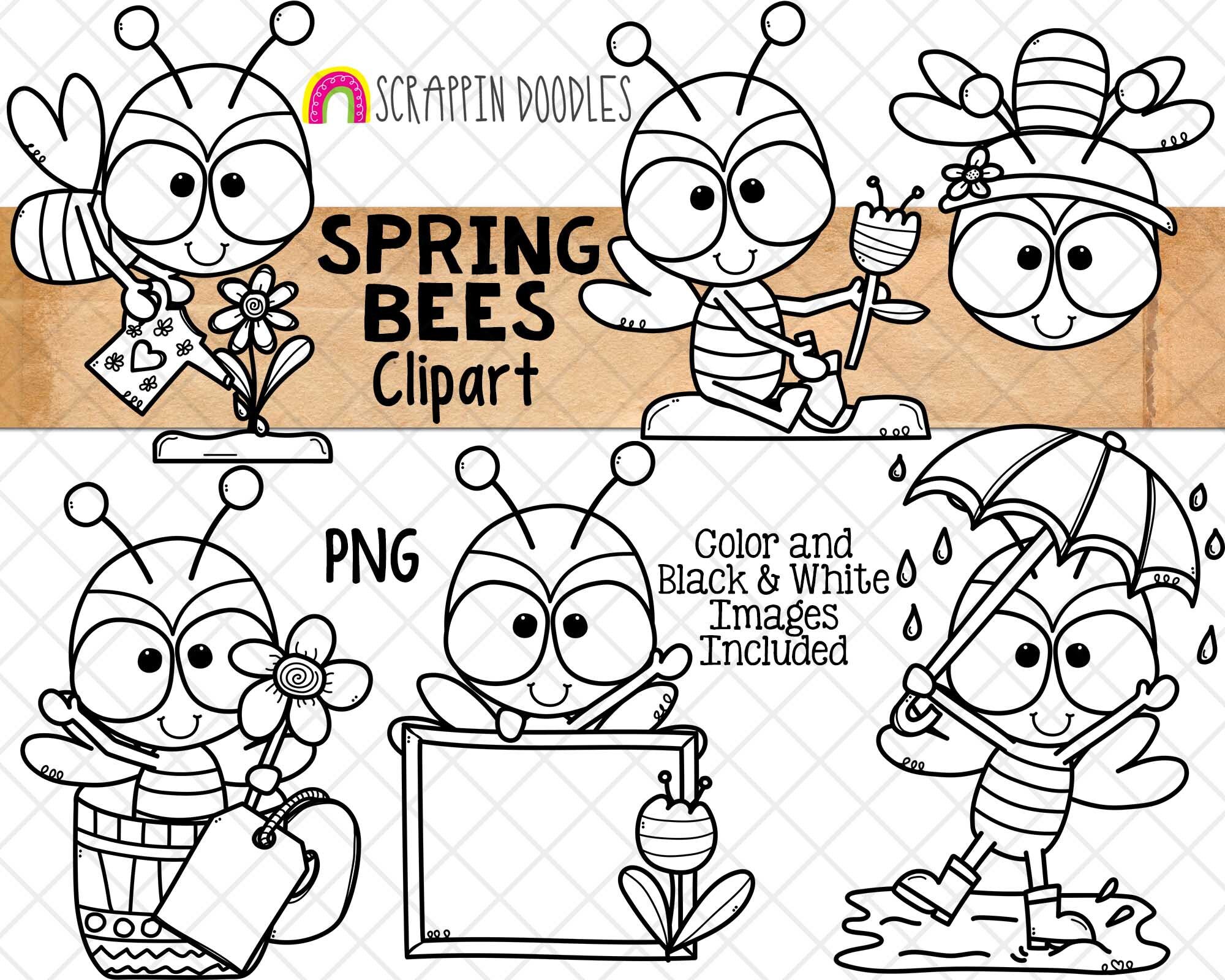 Spring Bees Clipart Bumble Bee Garden Insects Bee in Teacup Gardening ...