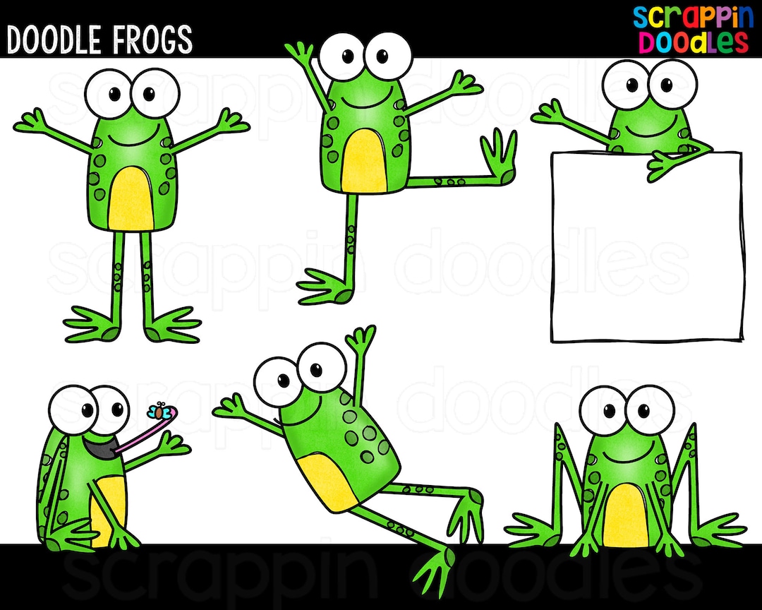 Doodle Frogs Clip Art - Cute Commercial Use Frog Graphics {scrappin ...