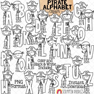 Pirate Alphabet Clip Art - Holding Letters - Upper Case Gold Letter ...