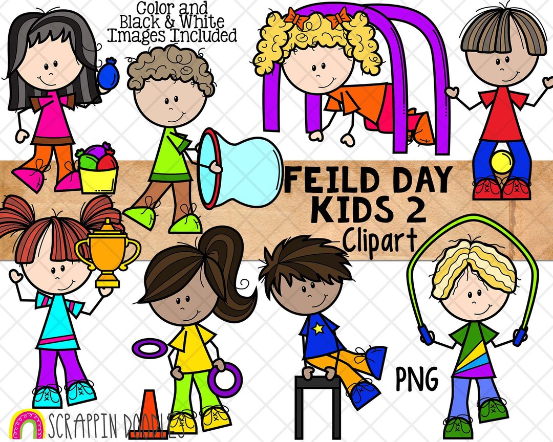 Field Day Clipart 2 track and Field Kids School Tabloid Day - Etsy