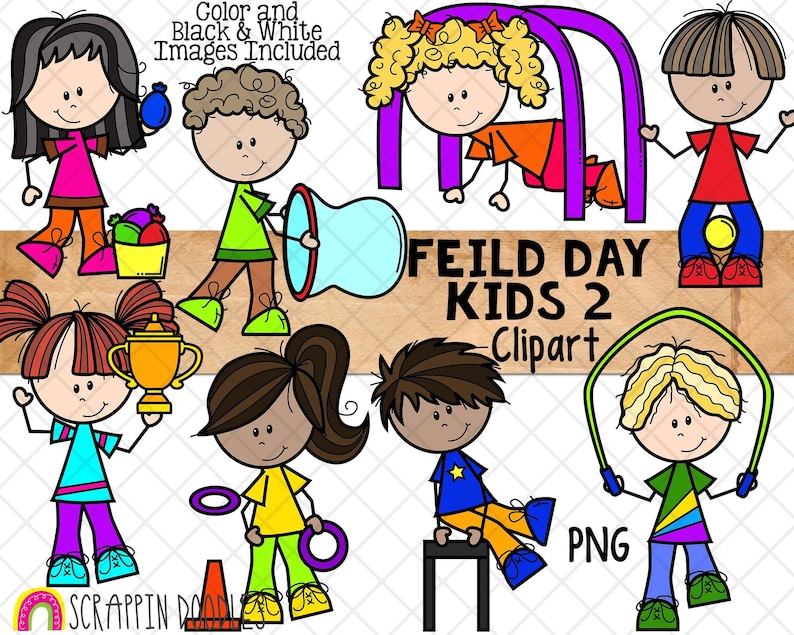 Field Day Clipart 2 track and Field Kids School Tabloid Day - Etsy
