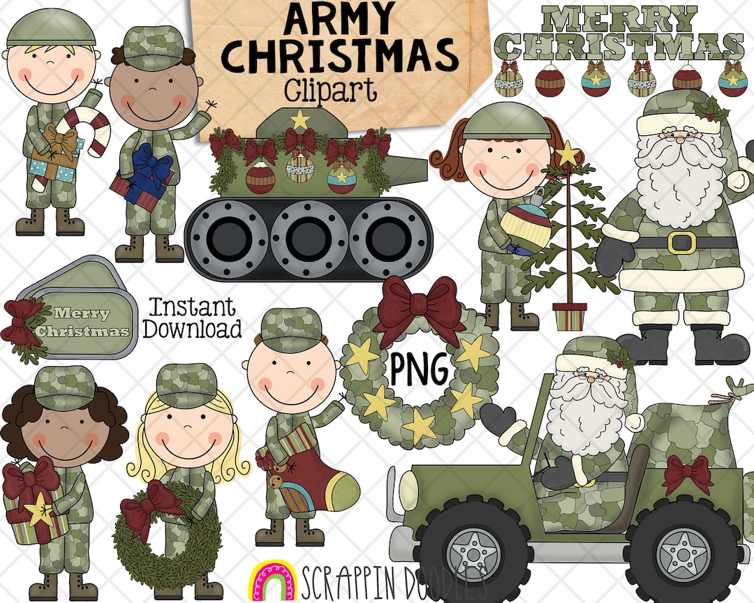 Christmas Army Clipart - Camo Santa Claus - Christmas Army Base ...