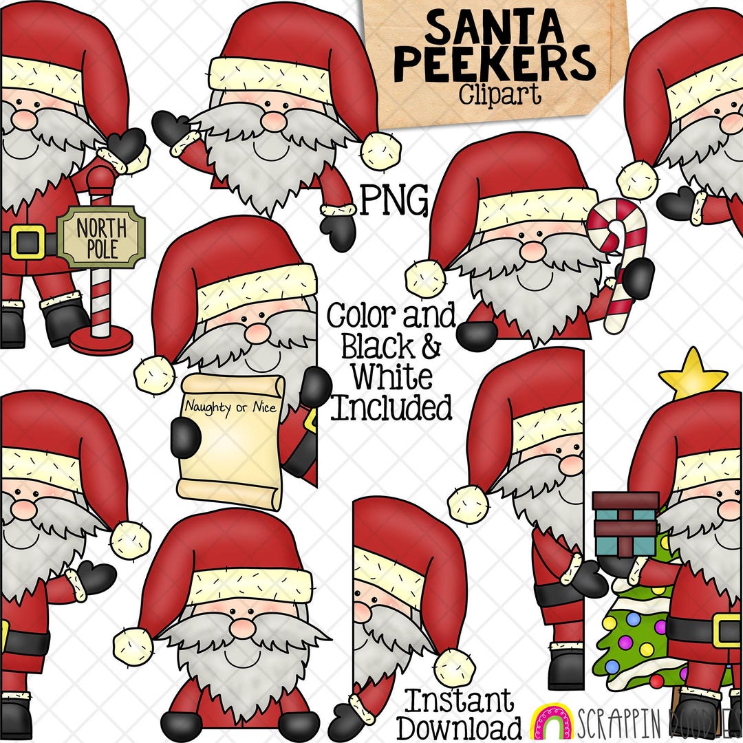 Santa Claus Peekers - Christmas - North Pole Toppers - Instant Download ...