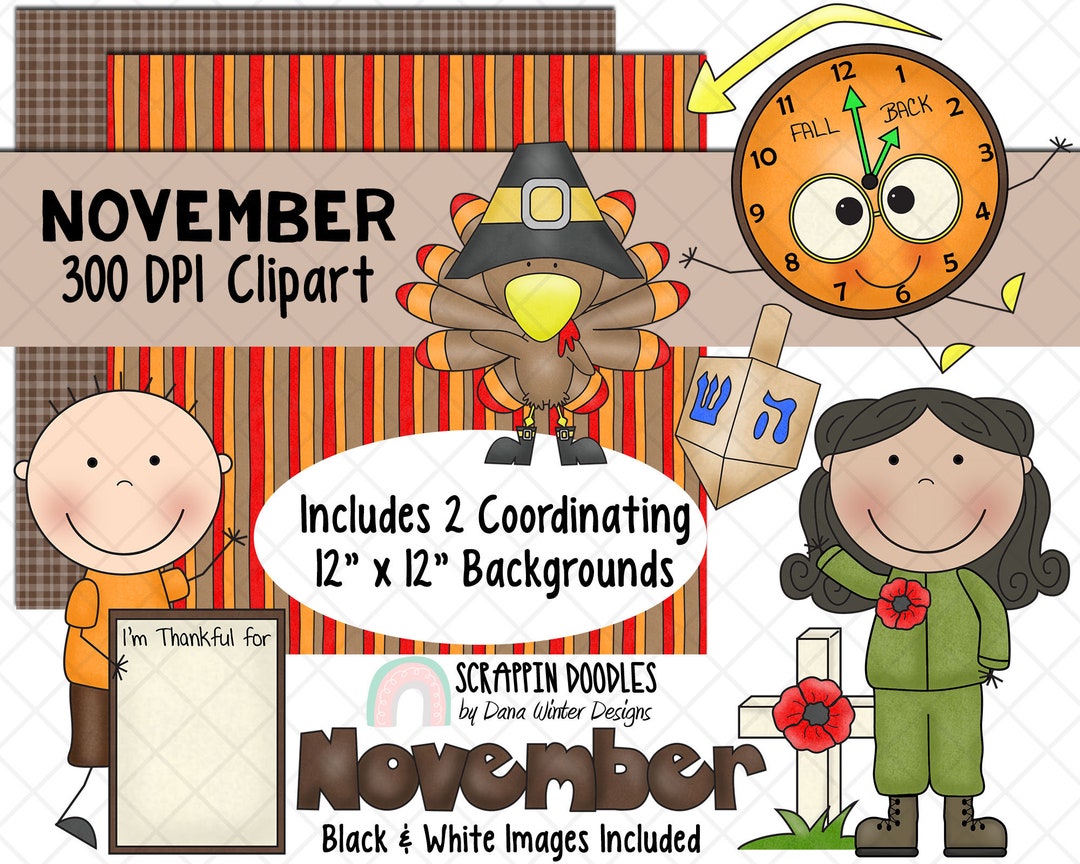 Calendar Clip Art November Bulletin Board November Clipart Holiday ...
