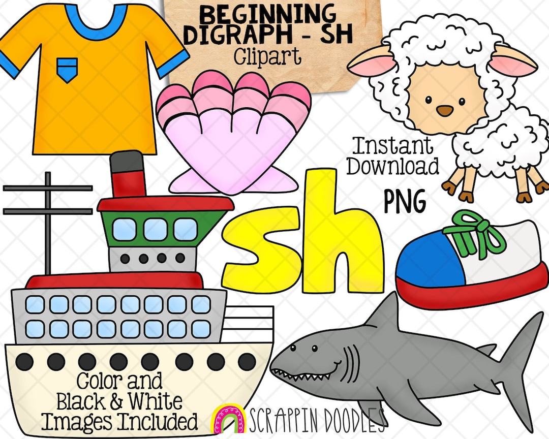 Beginning Digraph Clip Art - Words Beginning With SH - Commercial Use ...