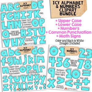 Icy Alphabet Clipart - Snowy Ice Letters Clip Art - Numbers - PNG ...