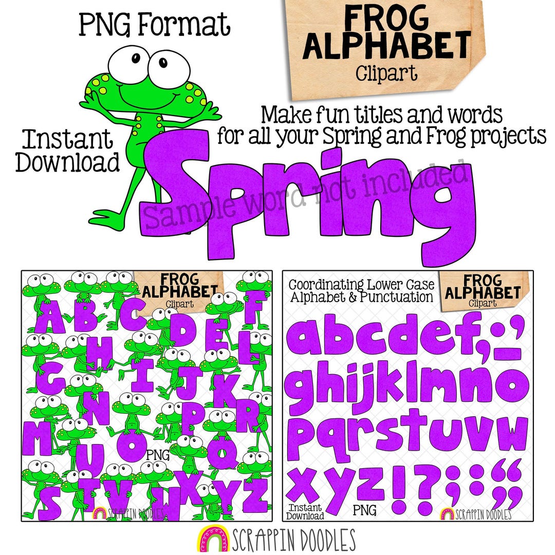 Frog Alphabet Clip Art - Holding Letters Clipart - Spring Titles ...