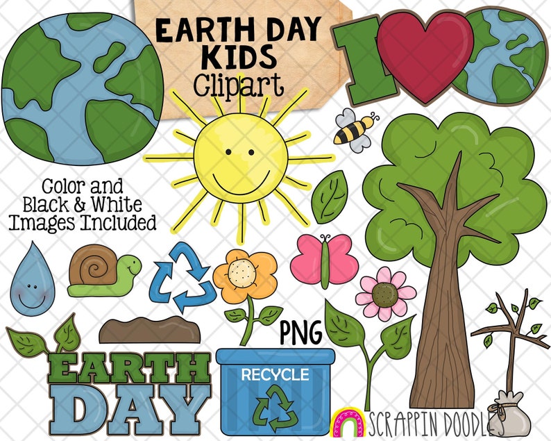 Earth Day Kids Clipart - Stick Kids Save the Earth - Environmental Kids ...