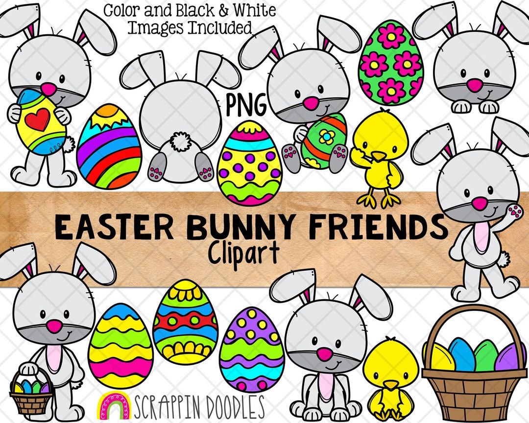 Easter Bunny Friends Clip Art - Commercial Use Clipart - Bunnies ...