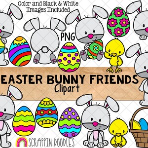 Easter Bunny Friends Clip Art - Commercial Use Clipart - Bunnies ...
