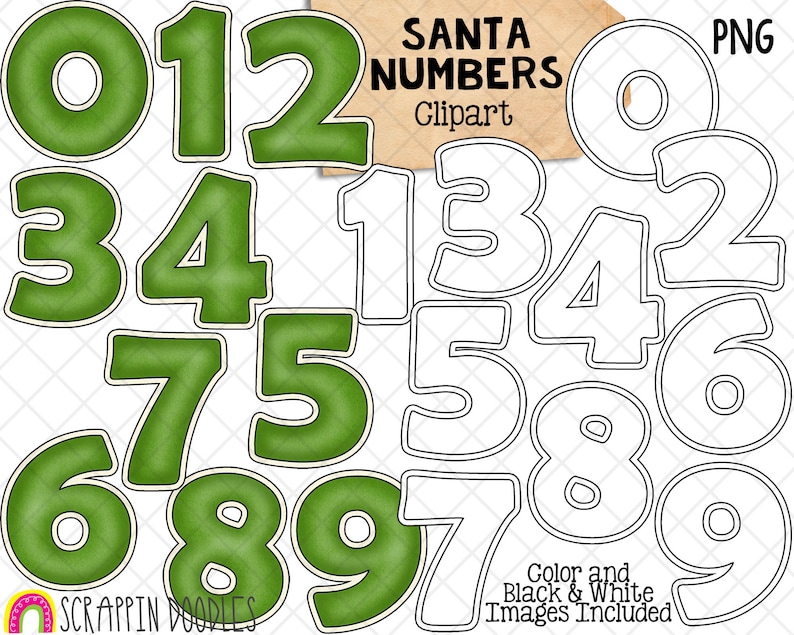 Santa Claus Holding Numbers Clip Art - Commercial Use PNG - Sublimation ...