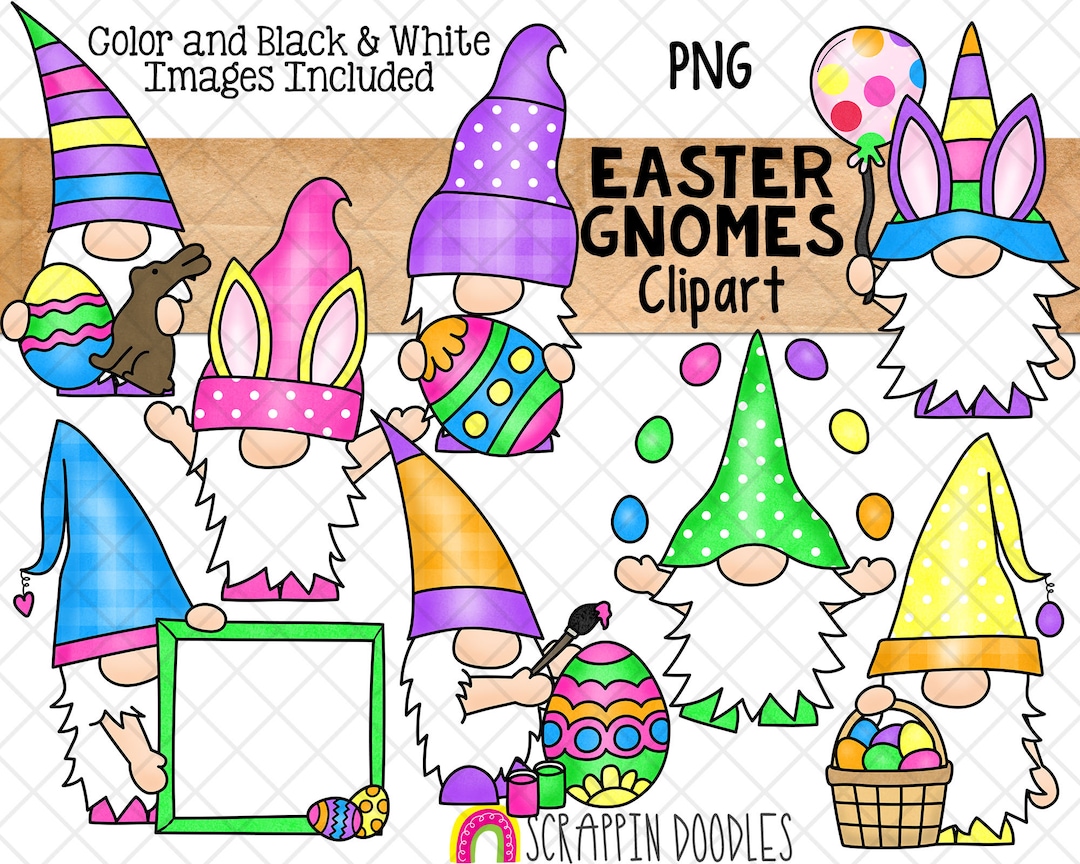 Easter Gnomes Clipart- Easter Gnome Clip Art - Spring Garden Gnomes ...