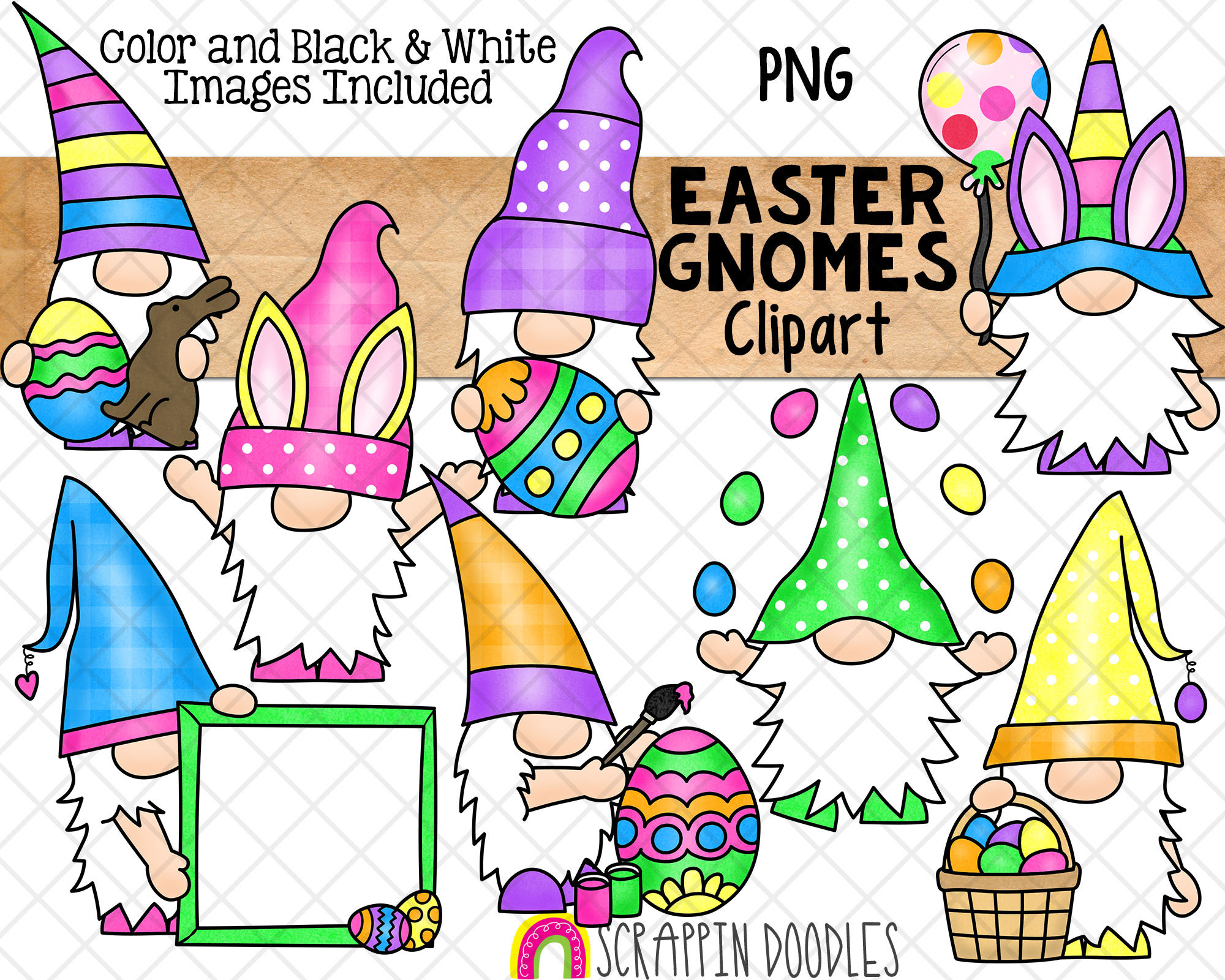Easter Gnomes Clipart- Easter Gnome Clip Art - Spring Garden Gnomes ...