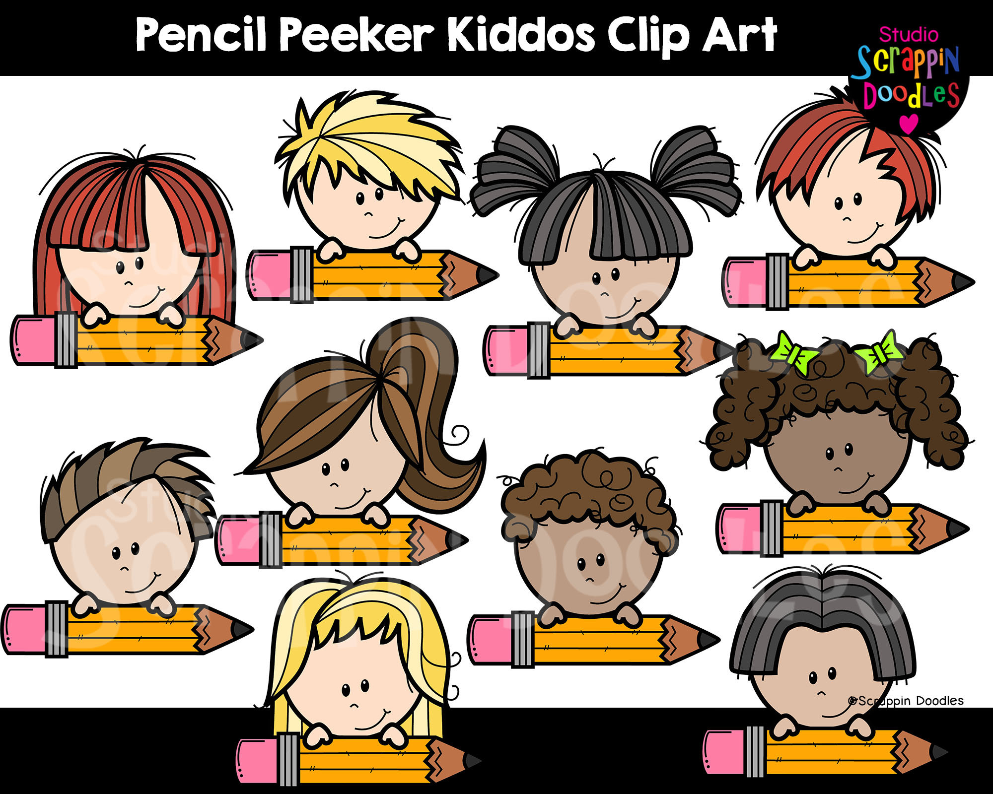 Kids With Pencil Clipart