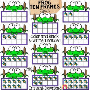 Frog Clipart - Ten Frames - Pond - Lilly Pad - Bulrush - Cattails ...